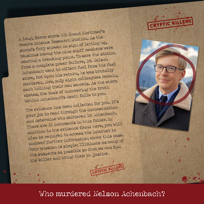 Murder on Mount Mortimer | Snowed-In Detective Game – Cryptic Killers